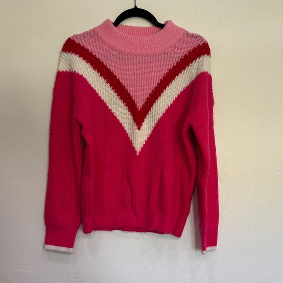 THML | Sweaters | Thml Pink And Red Chevron Turtleneck Sweater | Poshmark